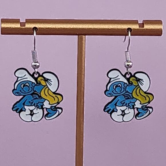 Boutique | Jewelry | Smurf Smurfette Earrings Enameled Metal Cartoon ...